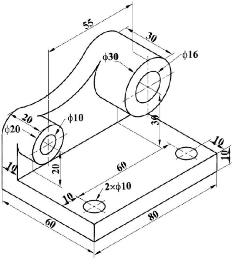 SOLVED: Draw the multiple (top, side, front) views of the given figure ...