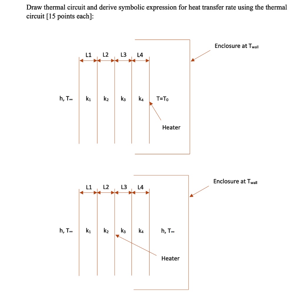 Draw thermal circuit and derive symbolic expression for heat transfer ...