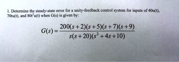 Determine the steady-state error for a unity-feedback control system ...