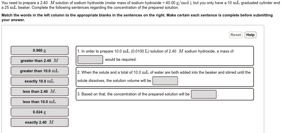 you need to prepare 240 m solution of sodium hydroxide molar mass of sodium hydroxide 4000 mol ...