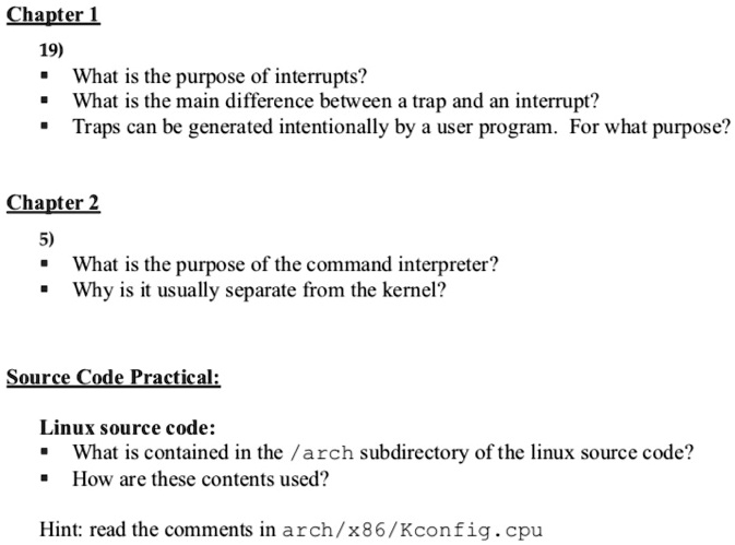 Chapter 1 19) What is the purpose of interrupts? What is the main ...