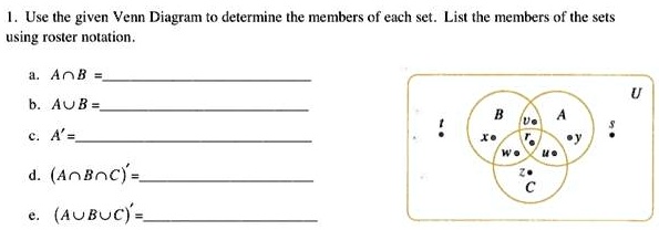 1. Use the given Venn Diagram to determine the members of each set. List the members of the sets ...
