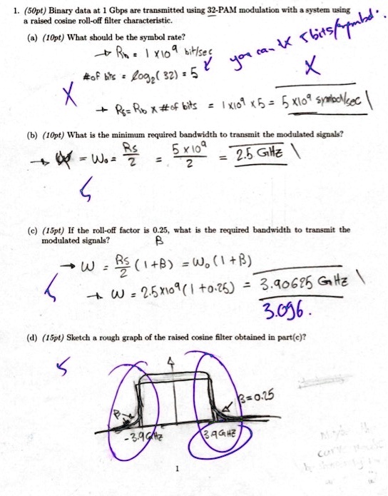 Digital Communication 1.50 pt Binary data at 1 Gbps are transmitted ...