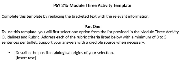 SOLVED: PSY 215 Module Three Activity Template Complete this template ...
