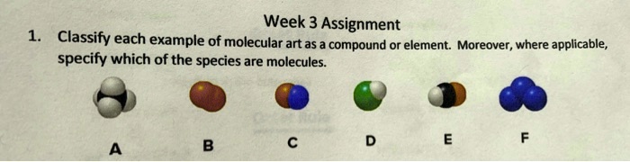 week 3 assignment classify each example of molecular artas compound or element moreover where ...