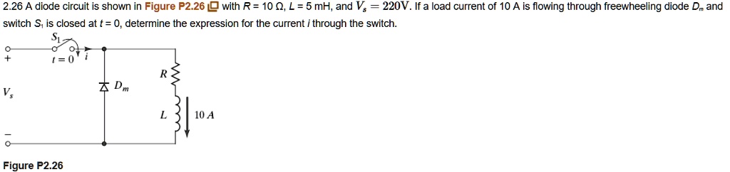 SOLVED: 2.26 A diode circuit is shown in Figure P2.26 with R= 10 Q, L=5 ...