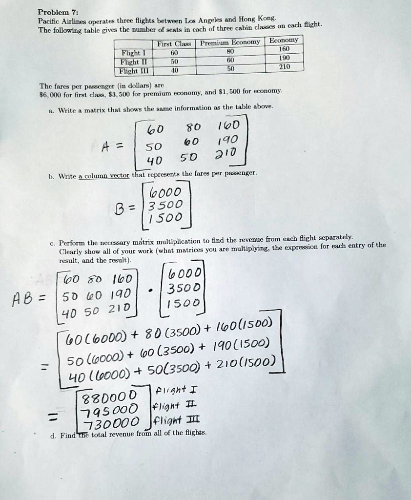 SOLVED: Problem 7: Pacific Airlines operates three flights between Los ...