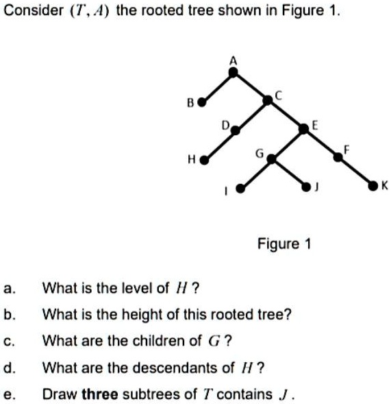SOLVED: Consider T, A the rooted tree shown in Figure 1. Figure 1 a ...
