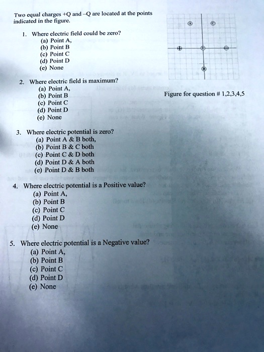 SOLVED: Two equal charges +Q and -Q are located at the points indicated in the figure. 1. Where ...