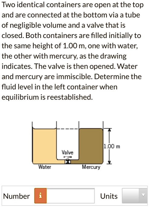 SOLVED: Two identical containers are open at the top and are connected at the bottom via a tube ...