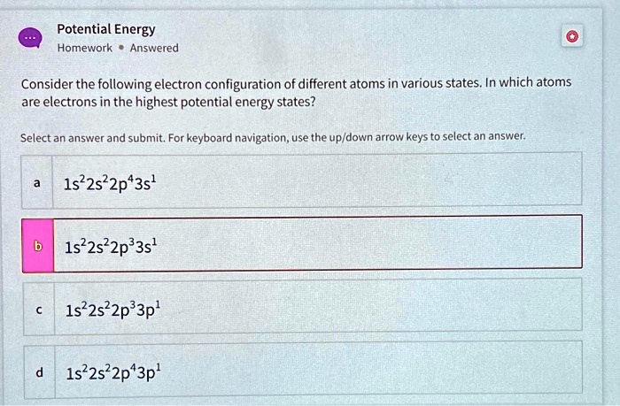 Potential Energy Consider the following electron...