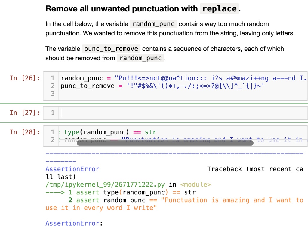 SOLVED: The corrected text is as follows: Remove all unwanted punctuation with replace. In the ...