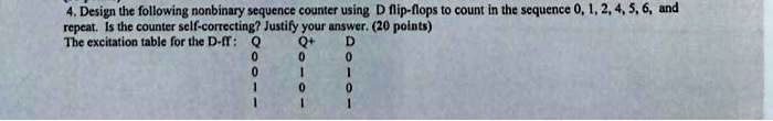 SOLVED: 4.Design the following nonbinary sequence counter using D flip-flops to count in the ...
