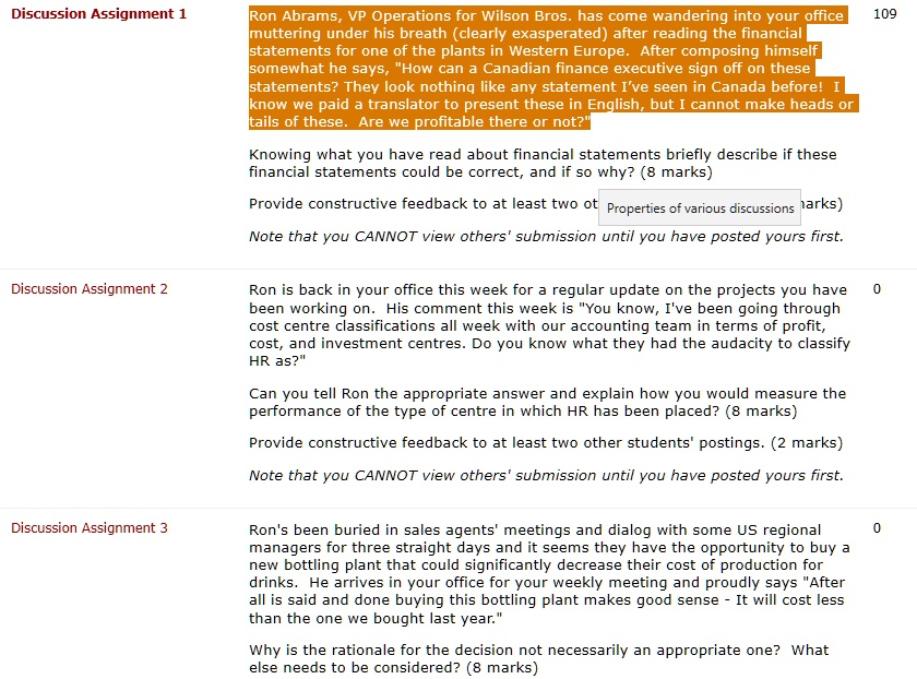 Discussion Assignment 1 Ron Abrams, VP Operations for Wilson Bros. has ...