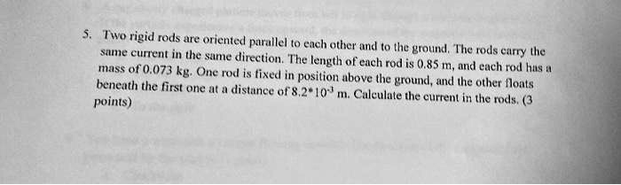 SOLVED: 5. Two rigid rods are oriented parallel to each other and to ...