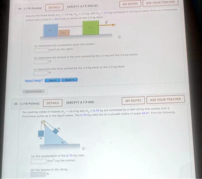 SOLVED: 19. Assume the three blocks (m1 = 1.0 kg, m2 = 2.0 kg, and m3 = 2.5 kg) portrayed in the ...