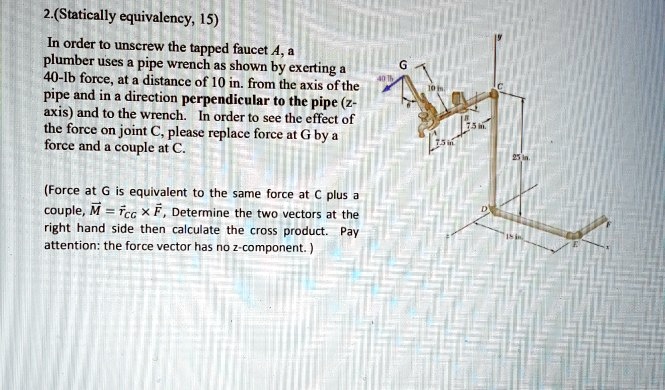 SOLVED: Statically equivalence, 15. In order to unscrew the tapped ...