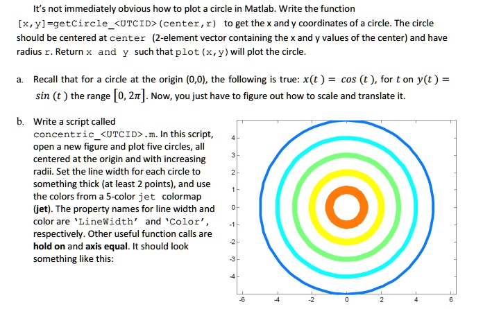It's not immediately obvious how to plot a circle in Matlab. Write the ...