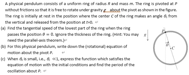 physical pendulum consists of uniform ring of radius and mass m the ...