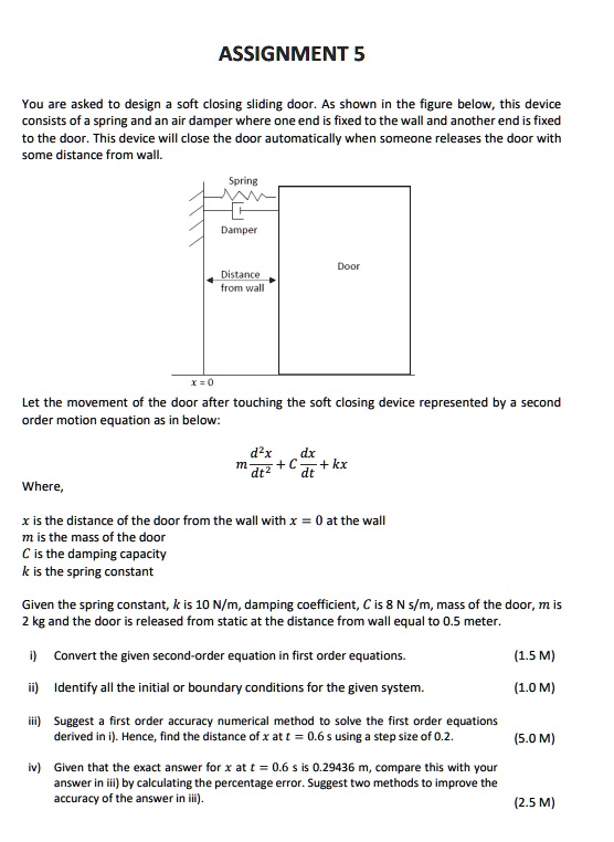 SOLVED: Assignment 5 You are asked to design a soft closing sliding ...
