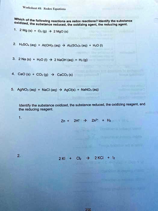 SOLVED:Workshcet #8 Redu Equ-tOI Which %t the following reactions aro ...