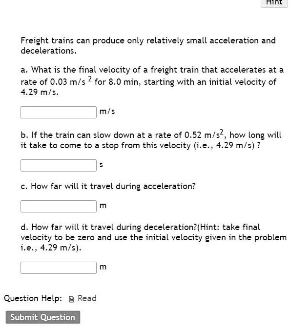 SOLVED:Nint Freight trains can produce only relatively small ...