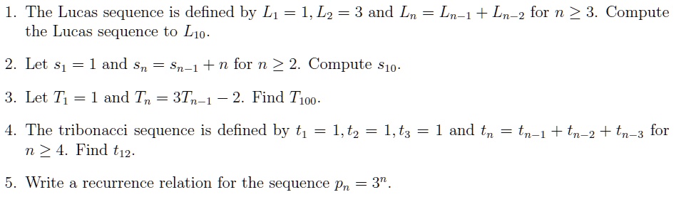 the lucas sequence is defined by l1 1l2 3 and ln ln 1 ln 2 for n 3 ...