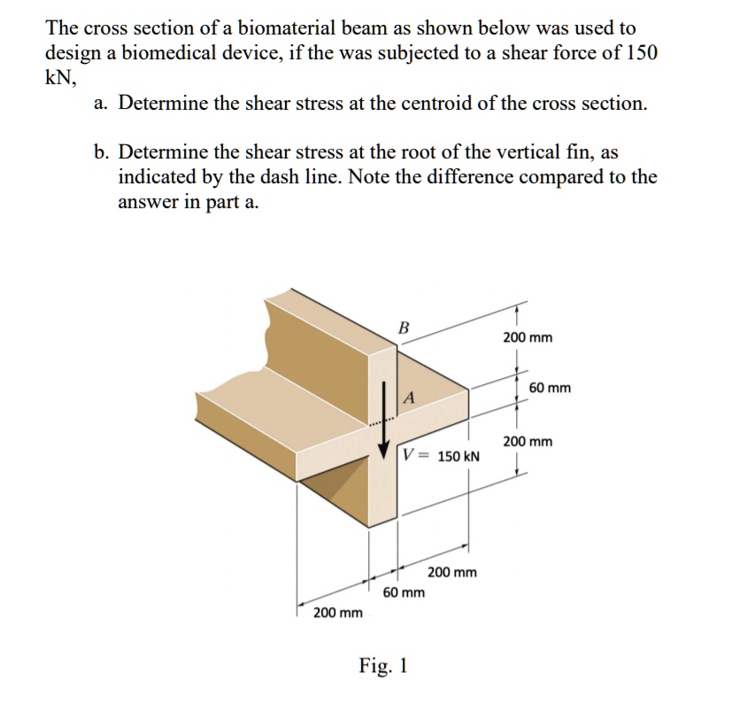 SOLVED: The cross section of a biomaterial beam, as shown below, was used to design a biomedical ...