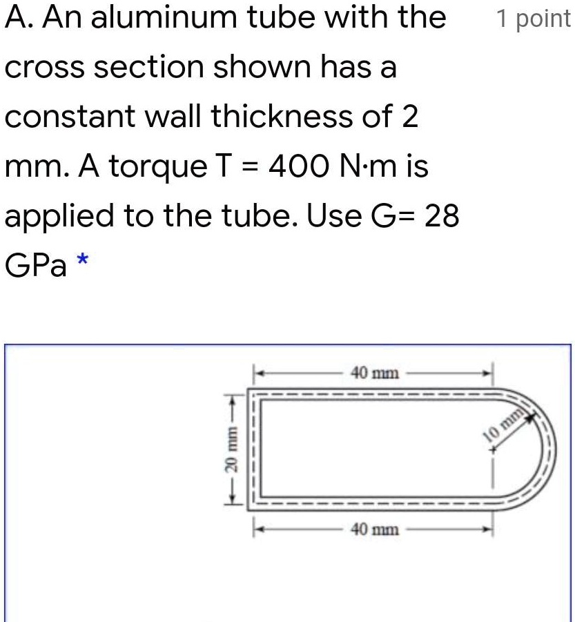Engineering Mechanics of Materials Find: 1. Area of the tube 2. Total ...