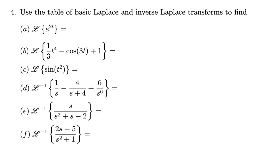 4. Use the table of basic Laplace and inverse Laplace… - SolvedLib