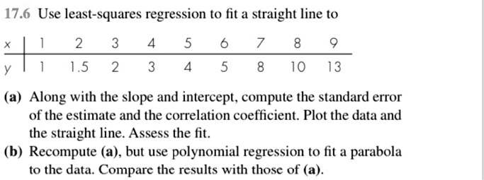 176 use least squares regression to fit a straight line to 5 15 2 3 4 ...