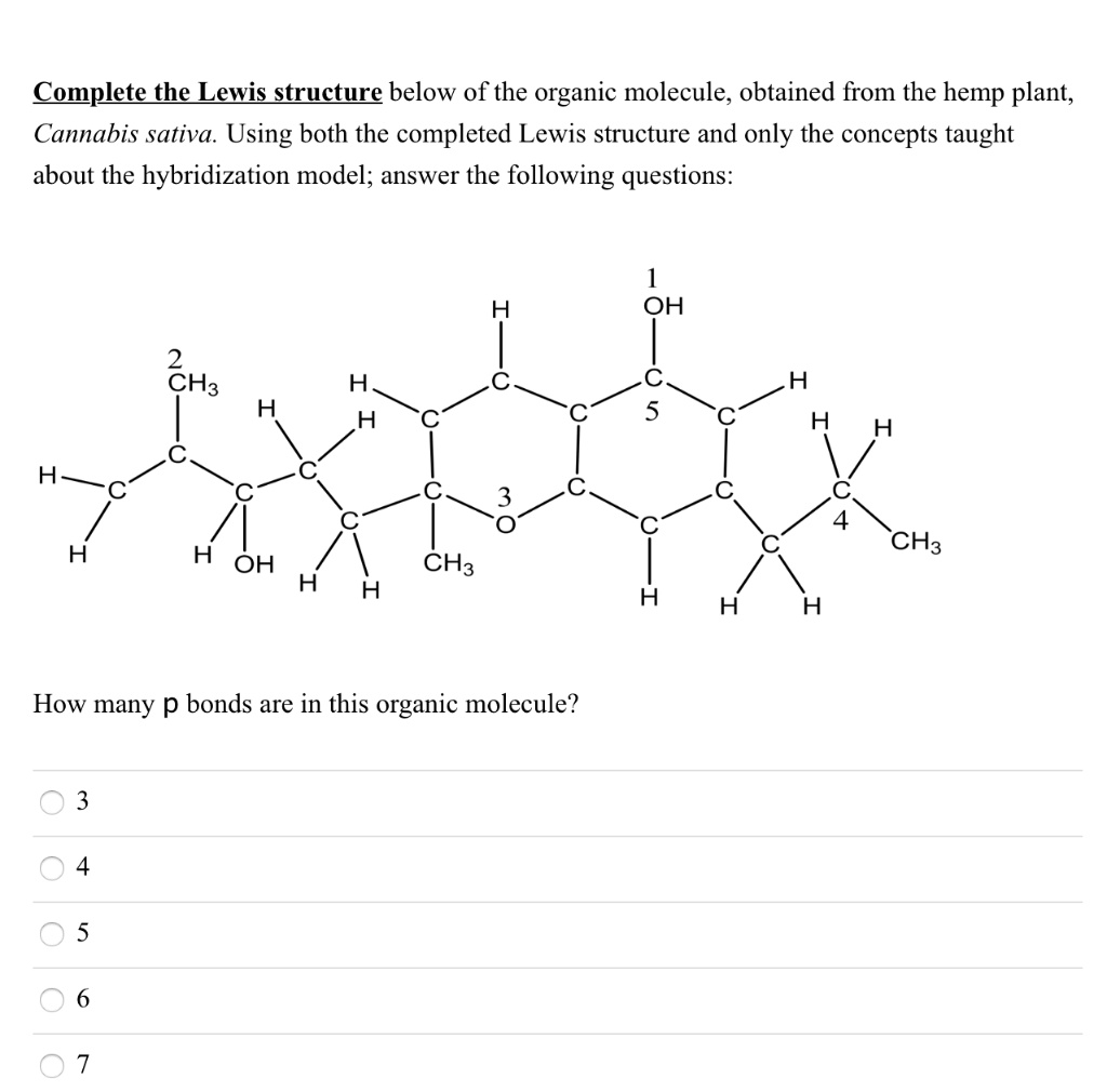 SOLVED: Complete the Lewis structure below of the organic molecule ...