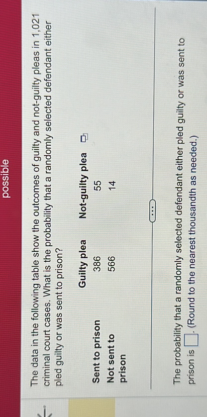 SOLVED: The data in the following table show the outcomes of guilty and ...