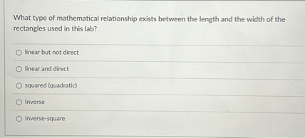 SOLVED: What type of mathematical relationship exists between the ...
