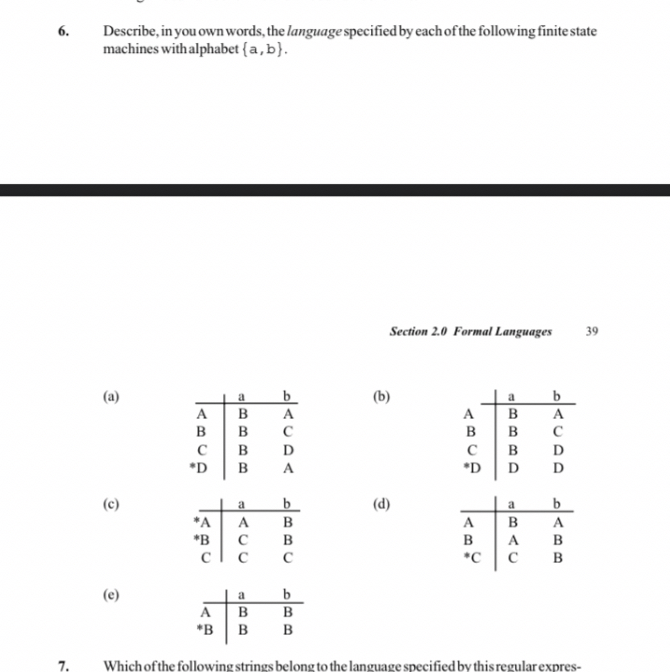 6. Describe, in you own words, the language specified by each of the ...
