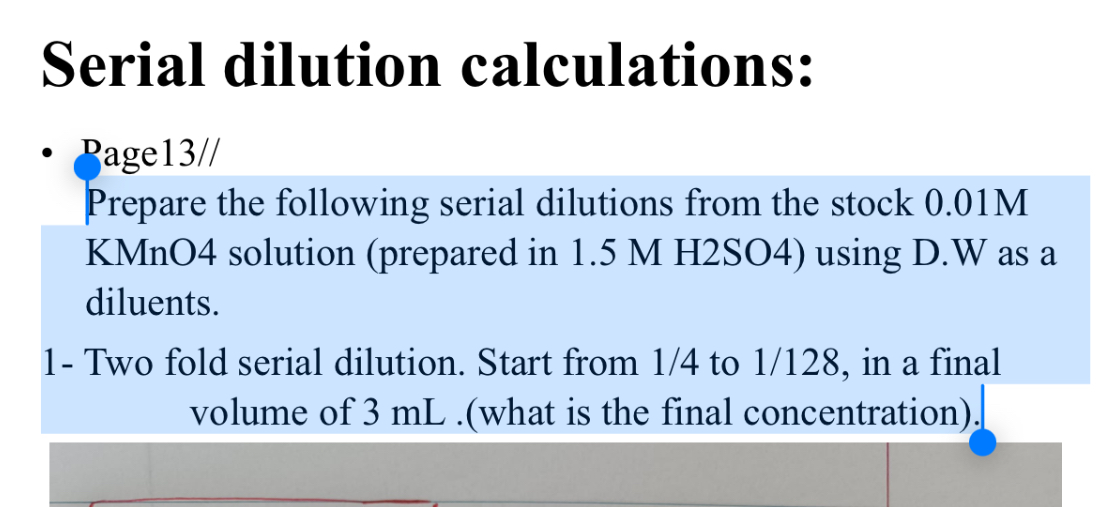 SOLVED: Serial dilution calculations: - Dage13// Prepare the following ...