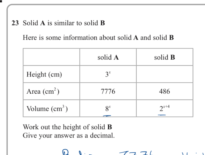23 Solid A is similar to solid B Here is some information about solid 𝐀 ...