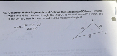 12. Construct Viable Arguments and Critique the Reasoning of Others: Chandra wants to find the ...