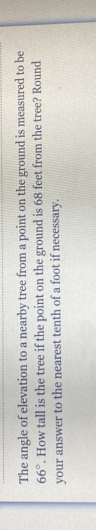 the angle of elevation to a nearby tree from a point on the ground is ...