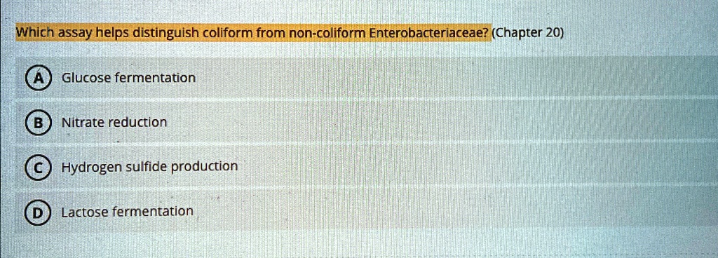 Which assay helps distinguish coliform from non-coliform ...
