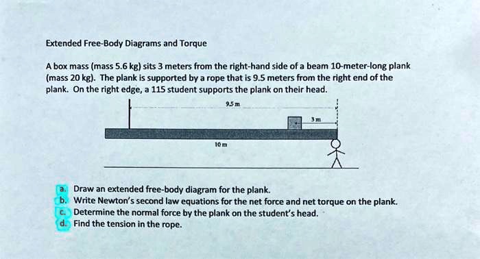 extended free body diagrams and torque a box massmass 56 kgsits3meters ...