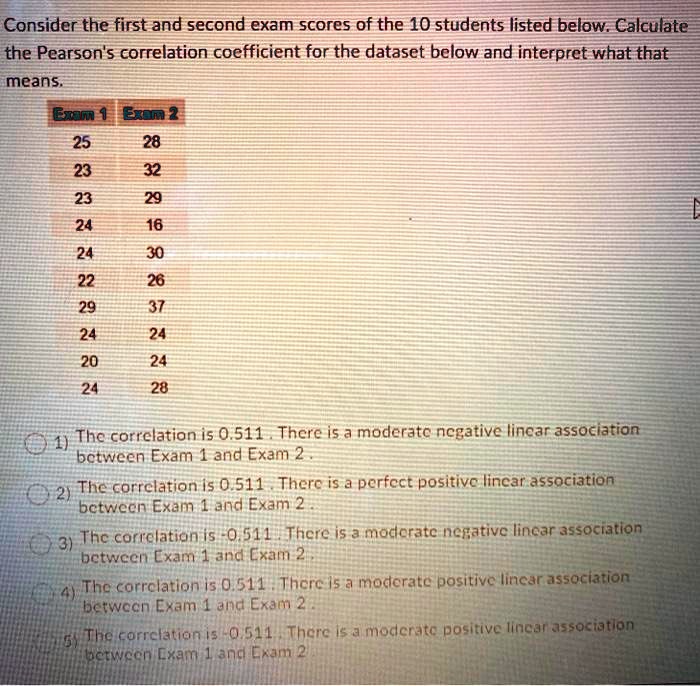 SOLVED: Consider the first and second exam scores of the 10 students ...