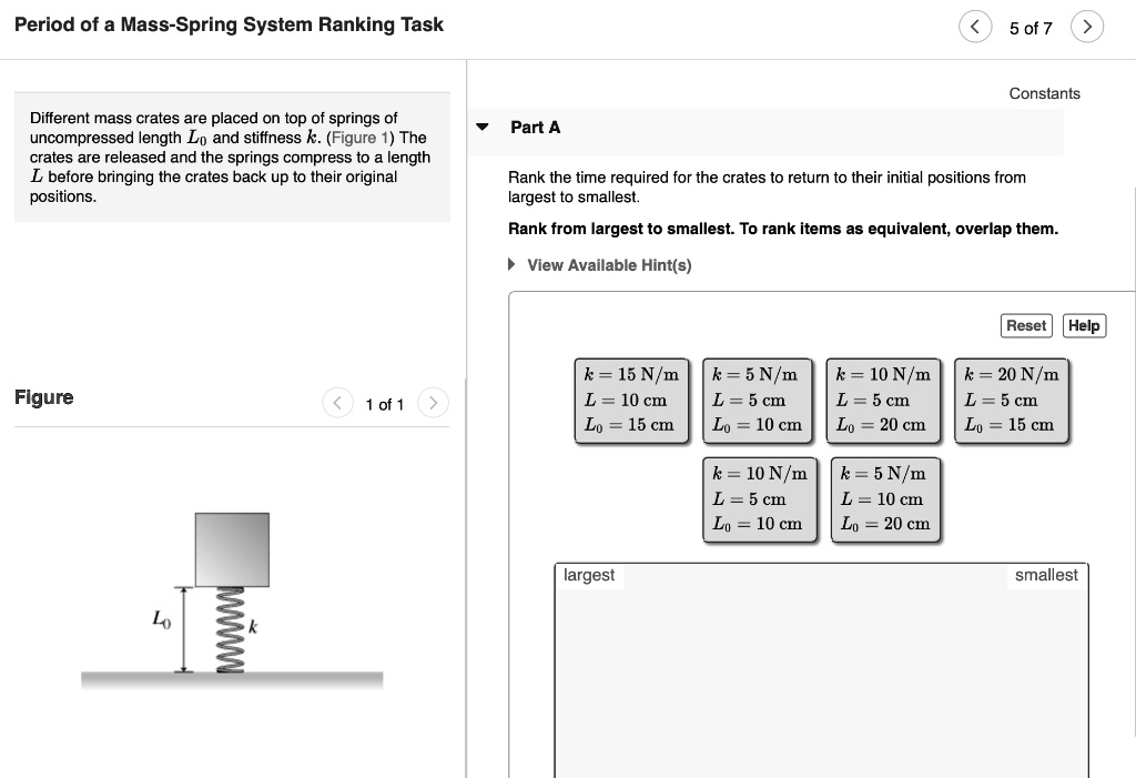 period of a mass spring system ranking task 5 of 7 constants different ...