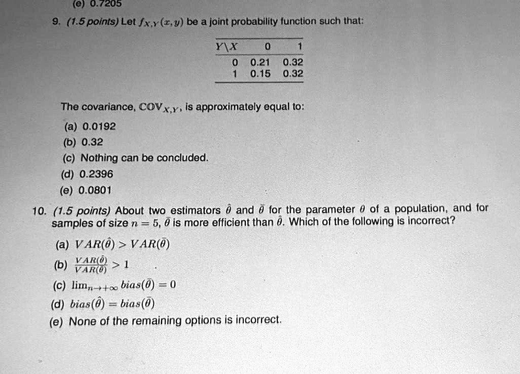set 2 07205 915 points let fx y be a joint probability function such that yx 0 1 0 021 032 1 015 ...
