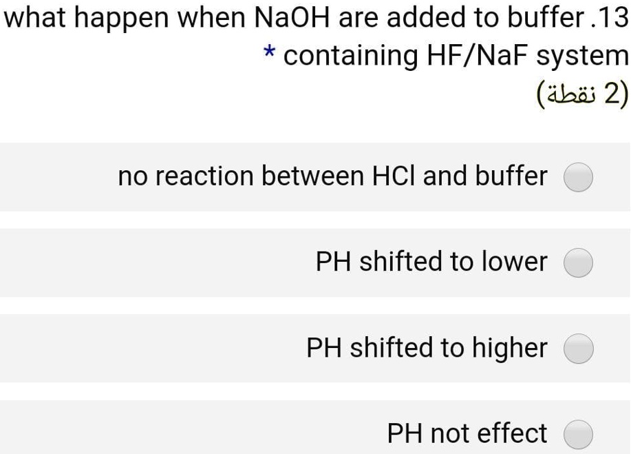 What Happen When Naoh Are Added To Buffer13 Containing Hfnaf System Abi 2 No Reaction Between