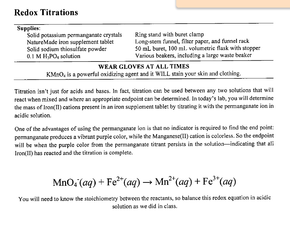 Redox Titrations Supplies: Solid potassium permanganate crystals ...