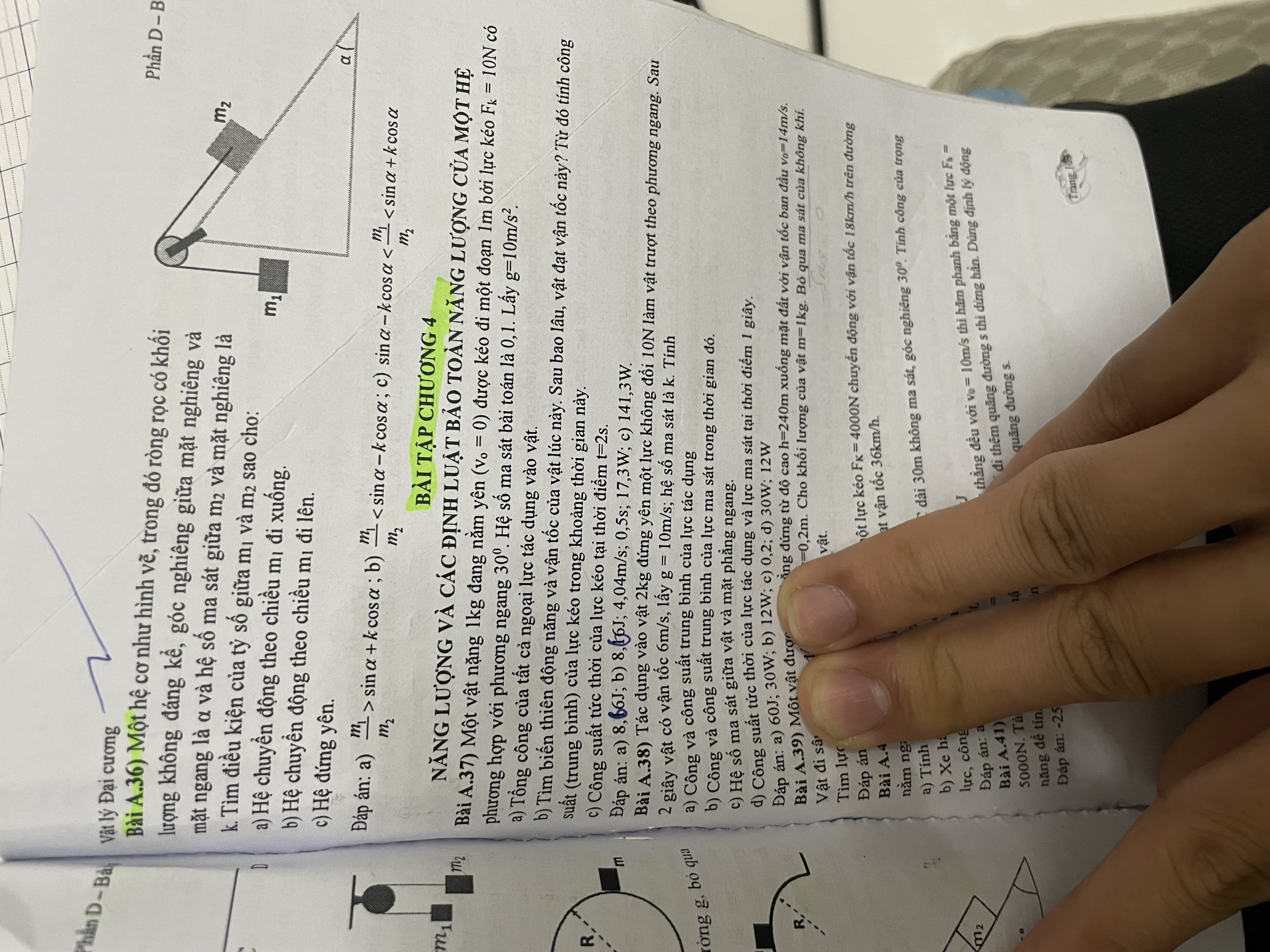 Vât lý ??i c??ng Bài A.36) M?t h? c? nh? hình v?, trong ?ó ròng r?c có ...