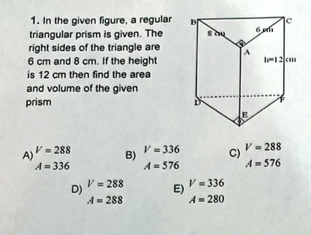 SOLVED: In the given figure, a regular triangular prism is given. The ...
