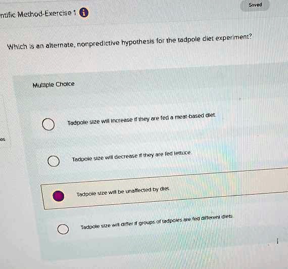 scientific method exercise 1 i which is an alternate non predictive ...