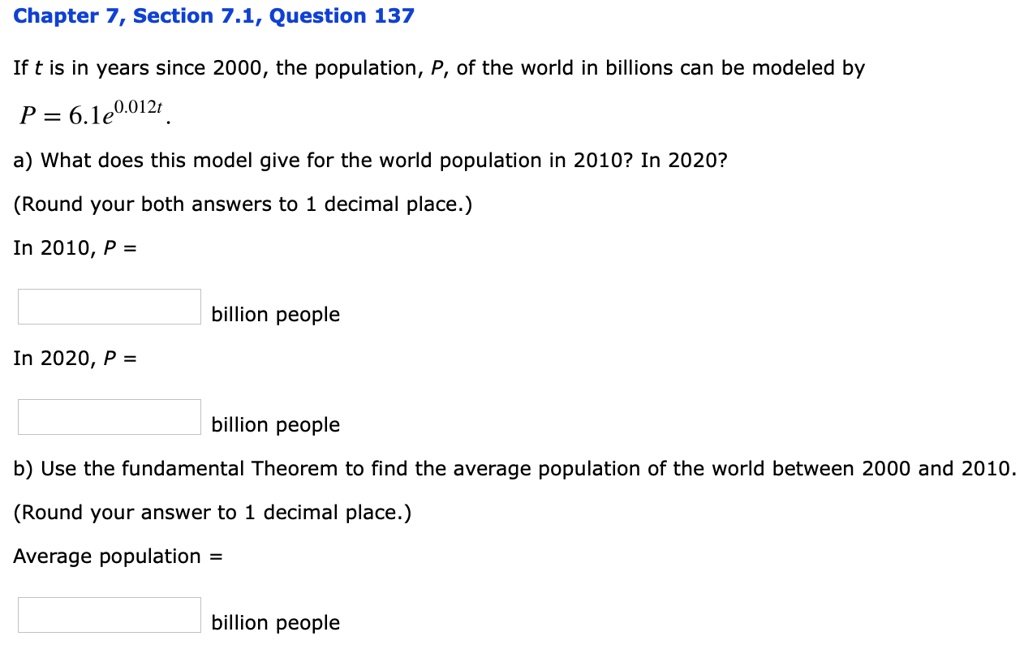 SOLVED: Chapter 7, Section 7.1, Question 137 If t is in years since ...